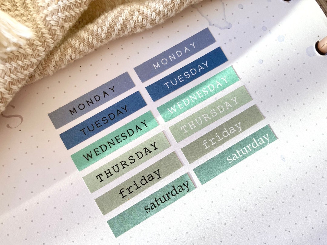 DAYS of THE WEEK Planner Stickers, Weekdays, Daily Straight Header ...