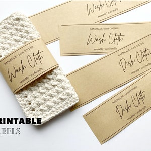 Printable Dishcloth & Washcloth Wrap Labels (digital Download) - Etsy