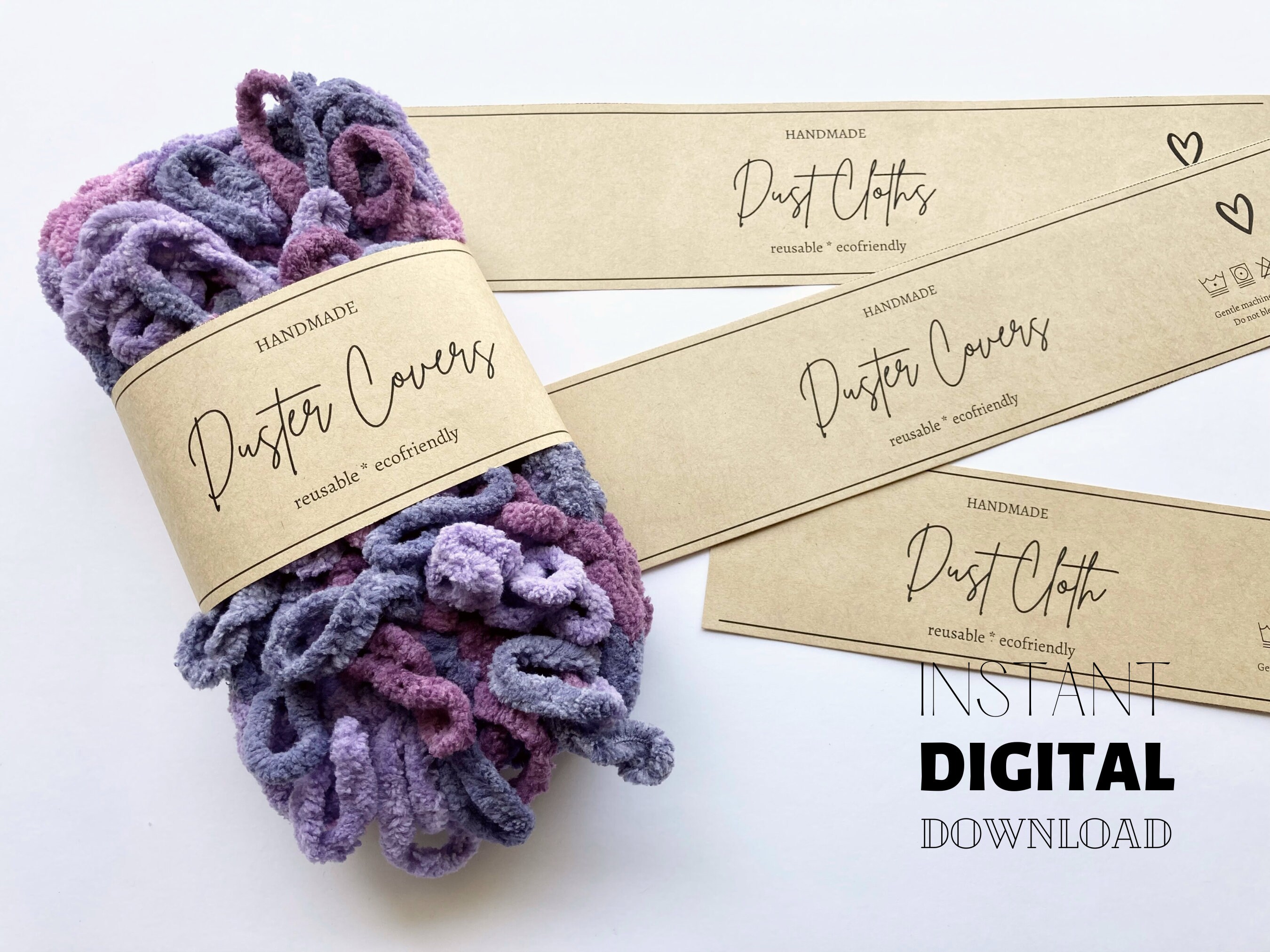 Dust Cloth & Duster Cover Labels: Crochet Knit Product Tags (digital ...