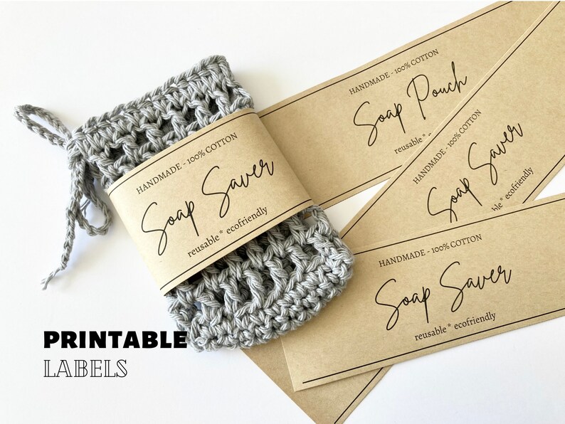 Printable Soap Saver Bag Labels: Crochet Pouch Wrappers (digital ...