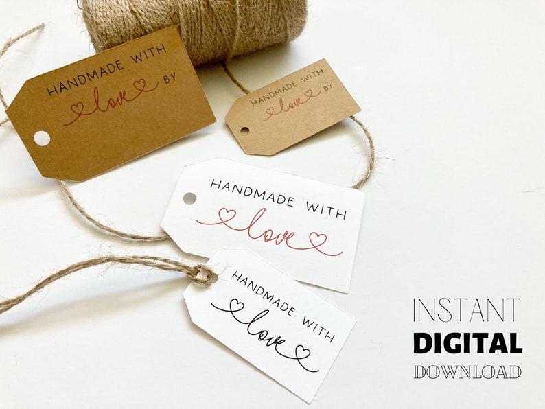 PRINTABLE Handmade With Love by Paper Tags Product & Gift - Etsy