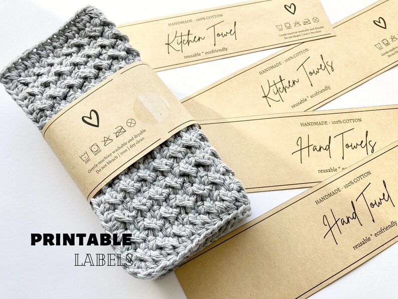 PRINTABLE Kitchen Towel & Hand Towel Wrap Labels DIY Crochet - Etsy