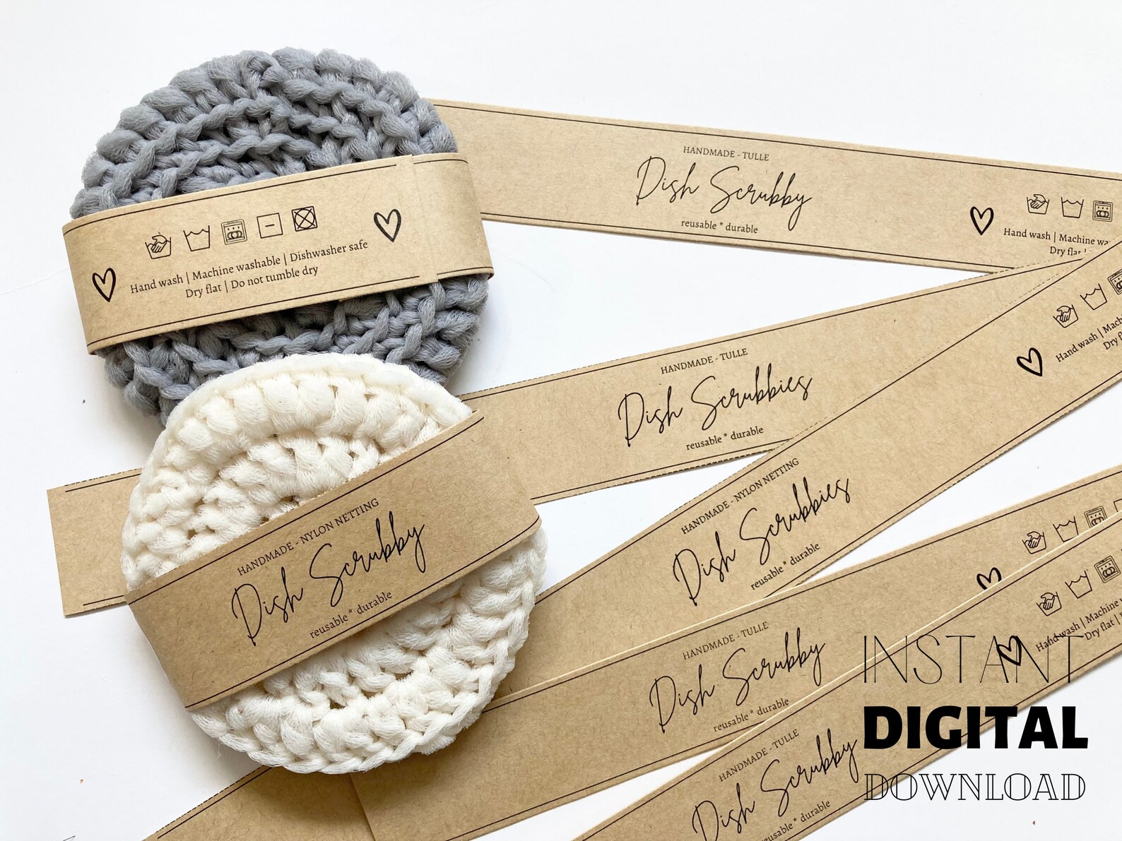 PRINTABLE Tulle Dish Scrubbies Wrap Labels Wrapping Tags for - Etsy