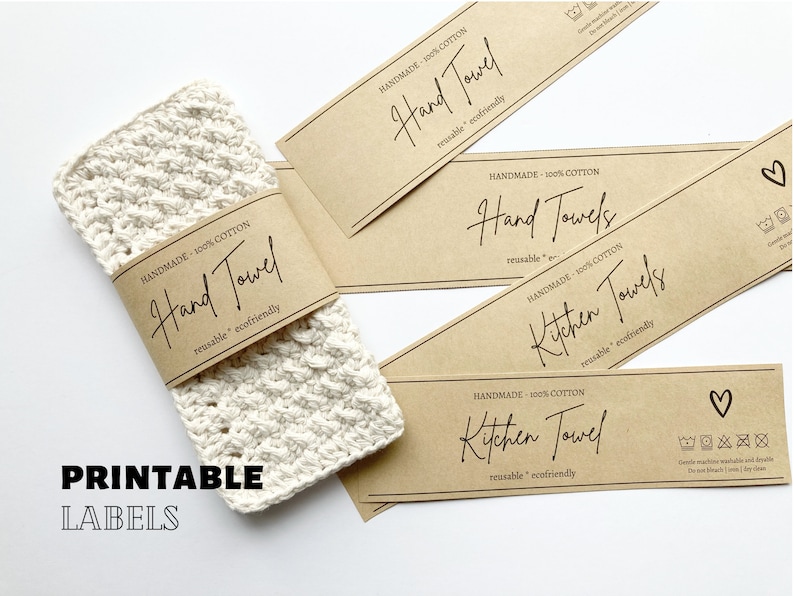 Printable Kitchen & Hand Towel Wrap Labels: Craft Fair Prep (digital ...
