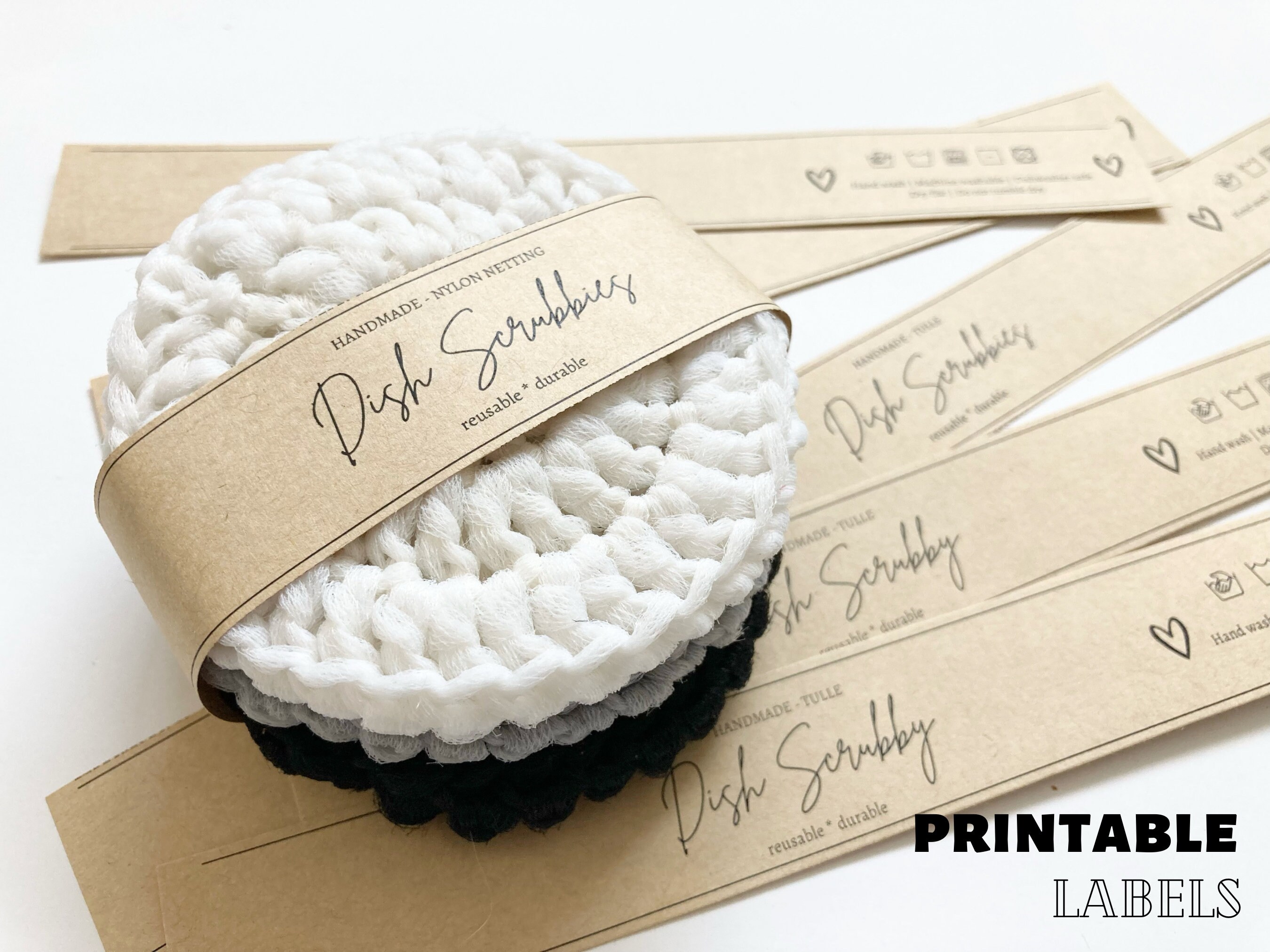 Tulle Dish Scrubby Wrap Labels: Rustic Printable Tags (digital Download ...