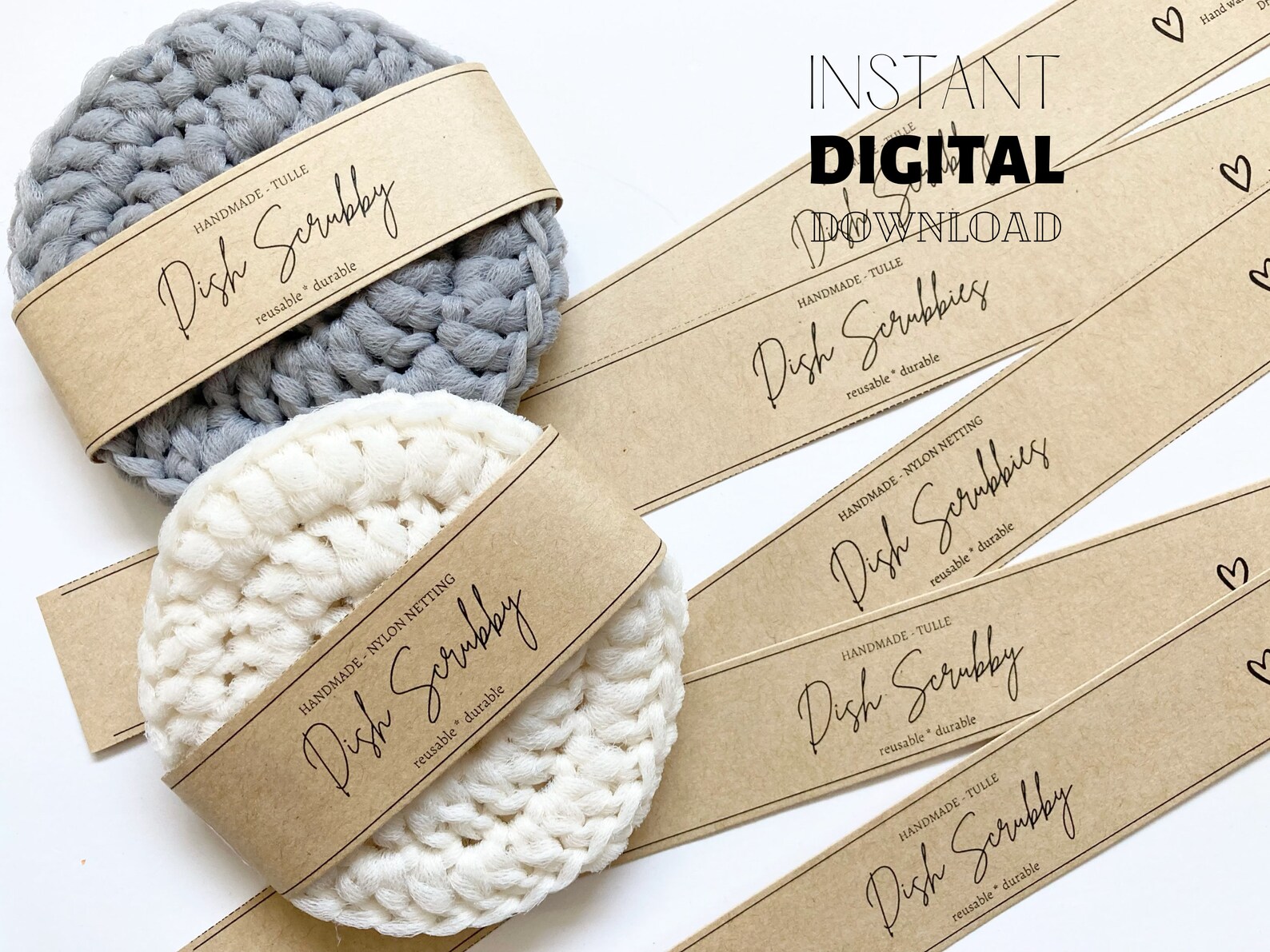 Tulle Dish Scrubby Wrap Labels: Rustic Printable Tags (digital Download ...