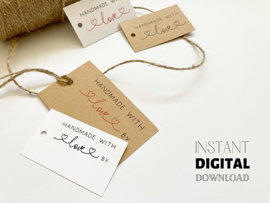 PRINTABLE Handmade With Love by Paper Tags Product & Gift - Etsy