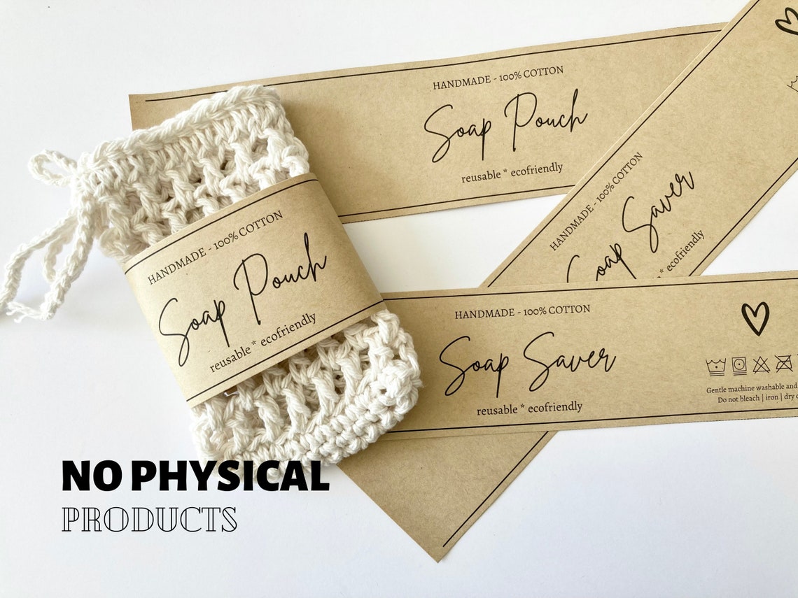 Printable Soap Saver Bag Labels: Crochet Pouch Wrappers (digital ...
