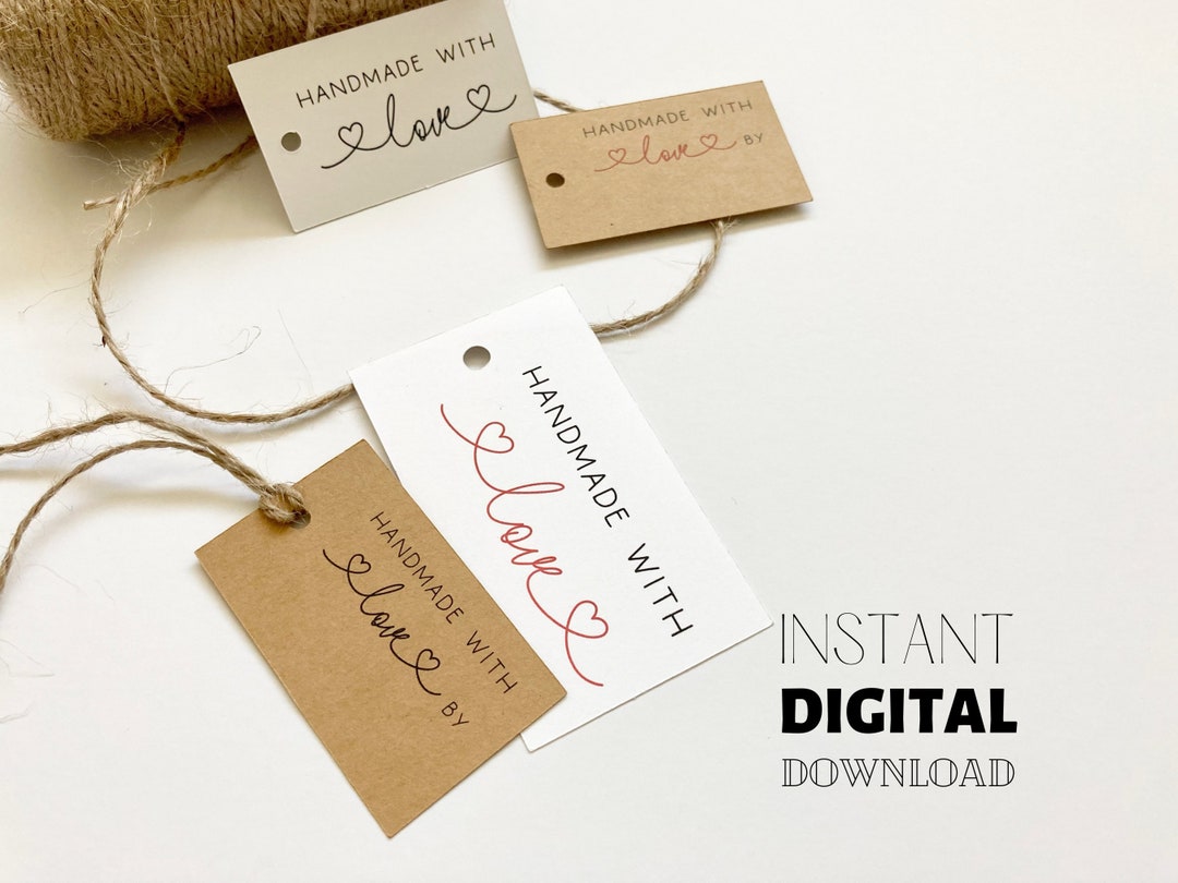 Printable Handmade With Love Tags: DIY Product Packaging (PDF) - Etsy