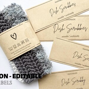 PRINTABLE Rectangle and Square Dish Scrubbies Wrap Labels, Handmade ...