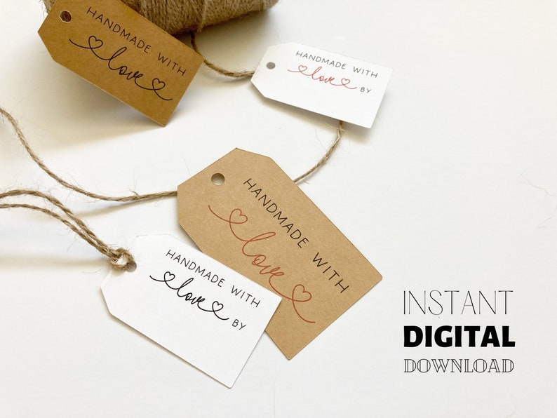 PRINTABLE Handmade With Love by Paper Tags Product & Gift - Etsy