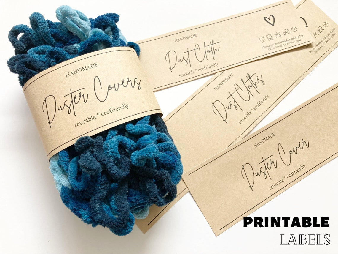 PRINTABLE Dust Cloth and Duster Cover Wrap Labels DIY Crochet - Etsy