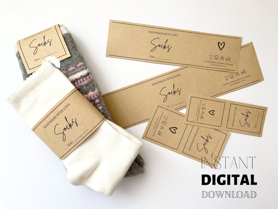 PRINTABLE Socks Wrap Labels Handmade Wrappers Crochet Knit - Etsy