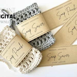 Printable Soap Saver Bag Labels: Crochet Pouch Wrappers (digital ...