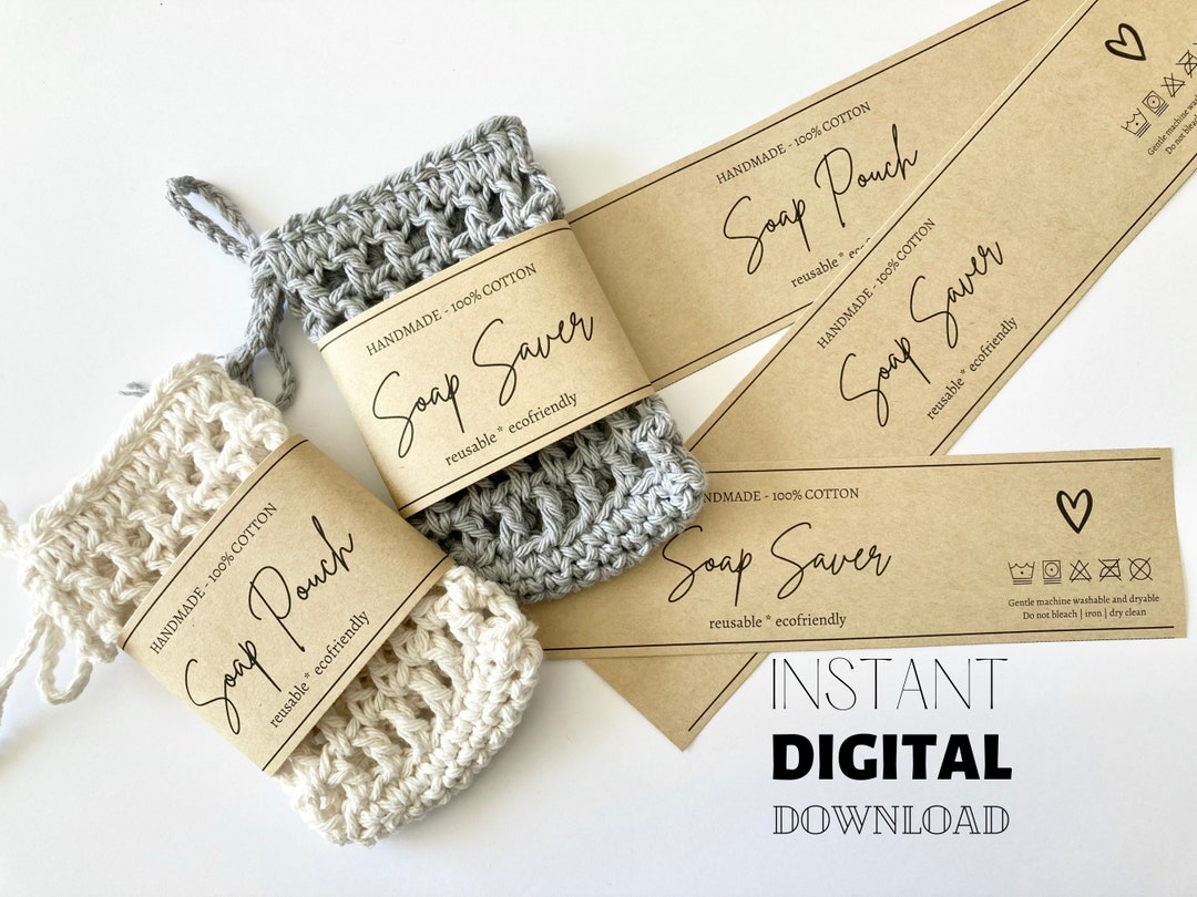 Printable Soap Saver Bag Labels: Crochet Pouch Wrappers (digital ...