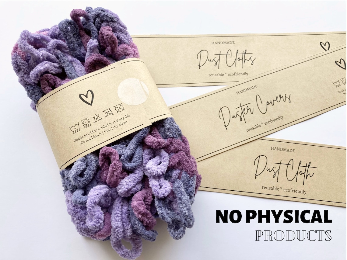 Dust Cloth & Duster Cover Labels: Crochet Knit Product Tags (digital ...