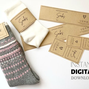 PRINTABLE Socks Wrap Labels Handmade Wrappers Crochet Knit - Etsy