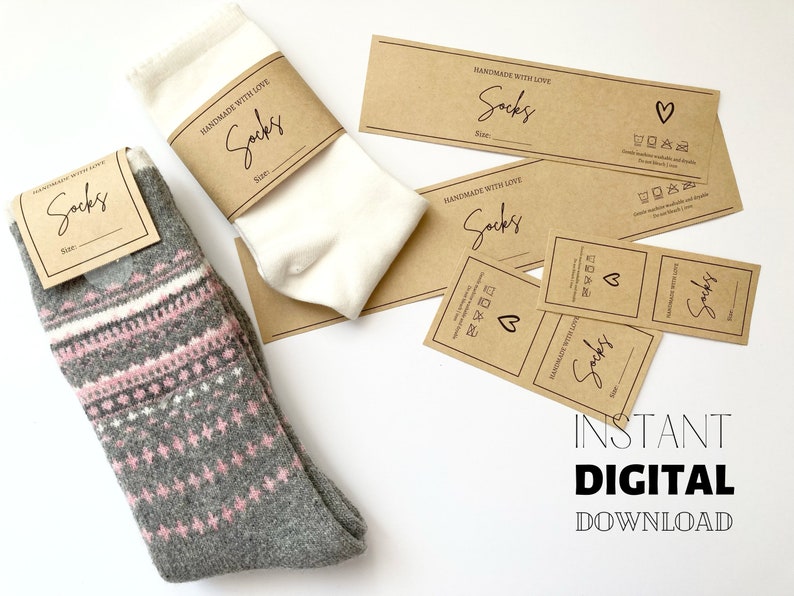 PRINTABLE Socks Wrap Labels Handmade Wrappers Crochet Knit - Etsy