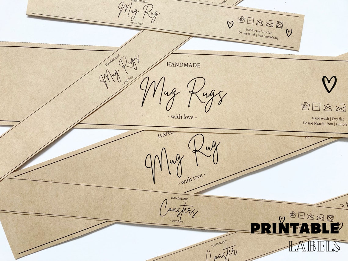 PRINTABLE Mug Rug and Coaster Wrap Labels Crochet Knit - Etsy