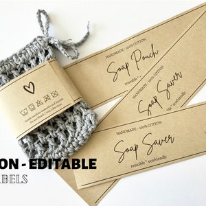 Printable Soap Saver Bag Labels: Crochet Pouch Wrappers (digital ...