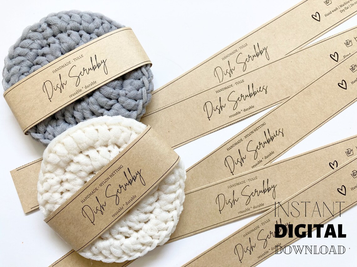 PRINTABLE Tulle Dish Scrubbies Wrap Labels Wrapping Tags for - Etsy