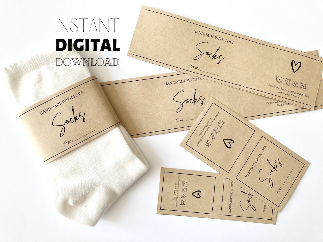 PRINTABLE Socks Wrap Labels, Handmade Wrappers, Crochet Knit Socks Tags ...
