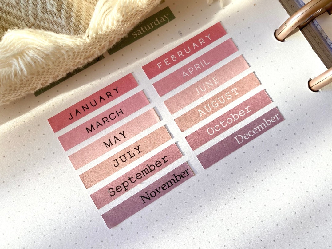 MONTHS of THE YEAR Planner Stickers, Monthly Straight Headers ...