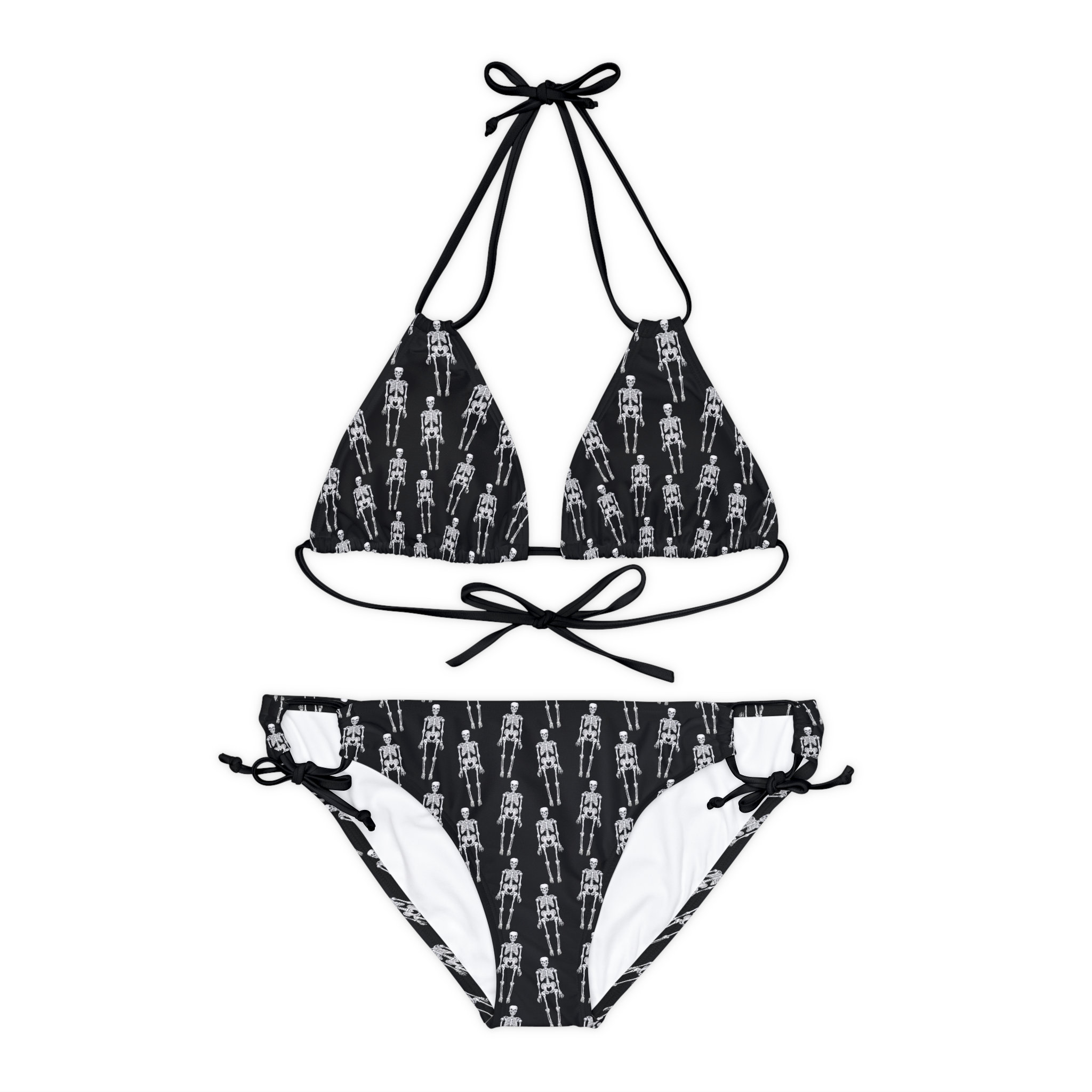 Gothic Strappy Bikini Set Alternative Swimming Suit Black White ...