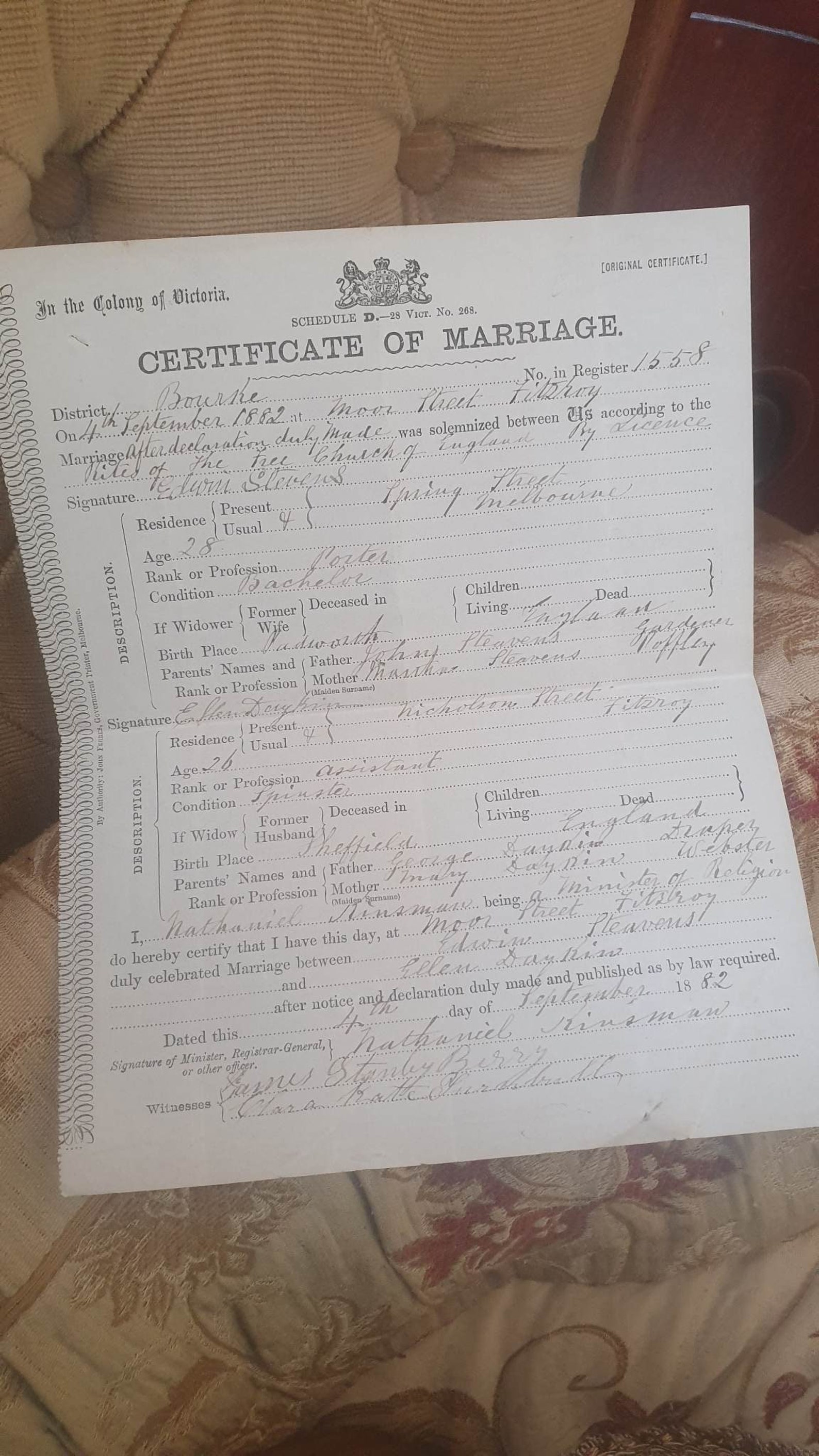 1880s Australian Marriage Certificate - Etsy