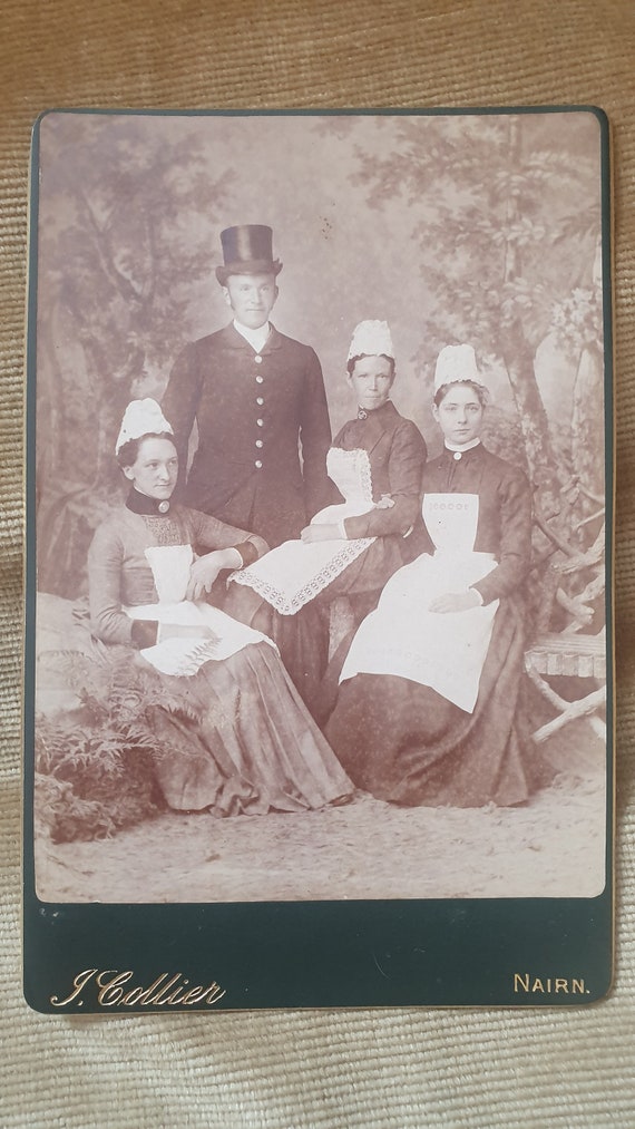 Unusual Cabinet Card of Maids and Butler - Etsy