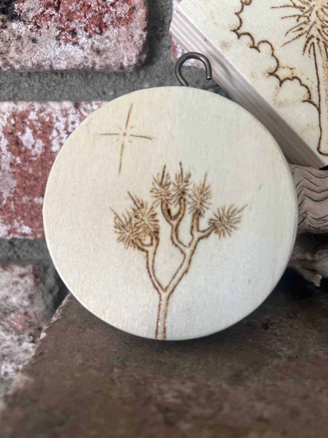 Joshua Tree Wood Burned Ornaments Ready to Hang With 1/4” Hook - Merry ...