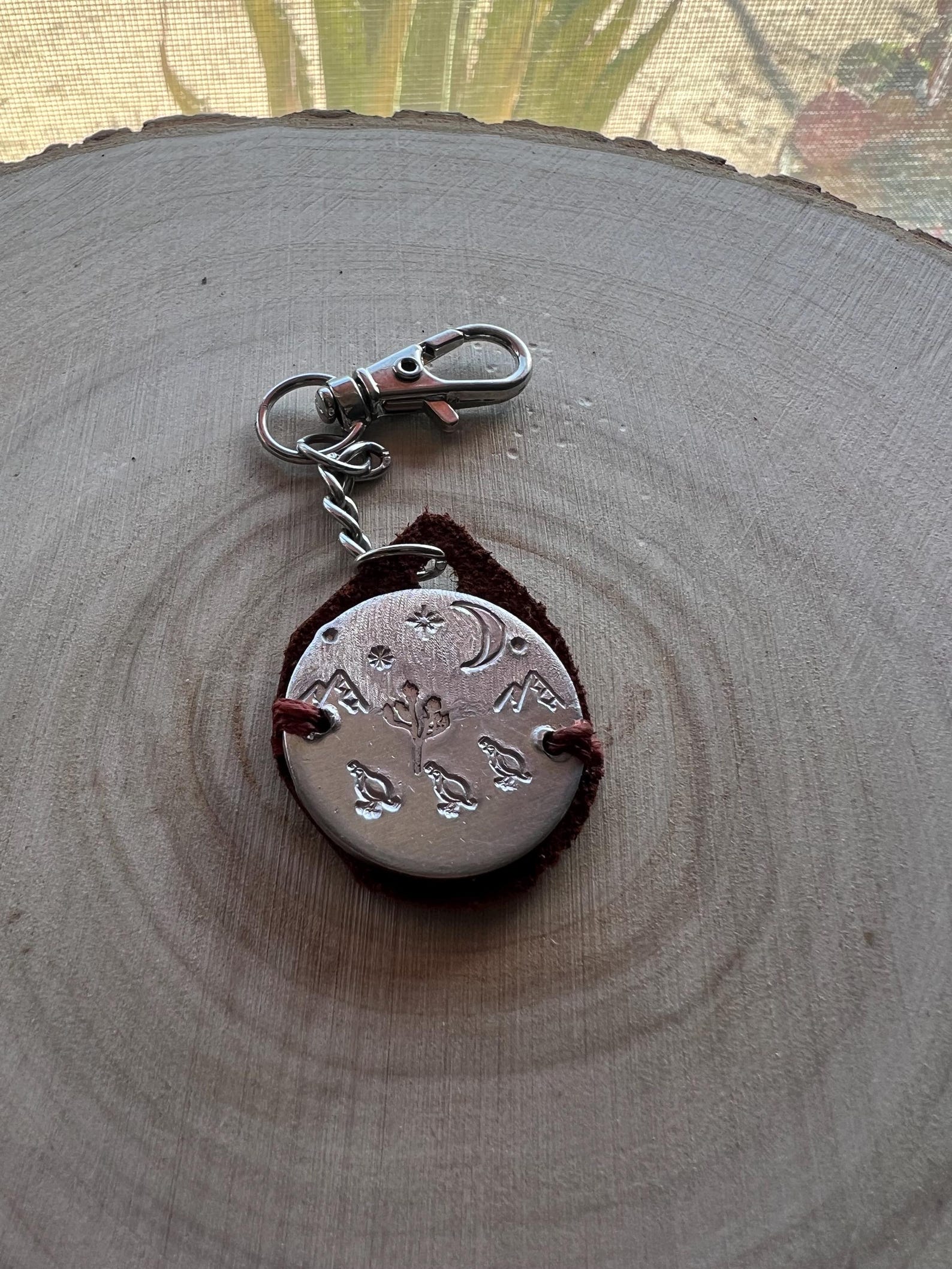 Handstamped Joshua Tree Desert Landscape Keychain Backed With Real ...