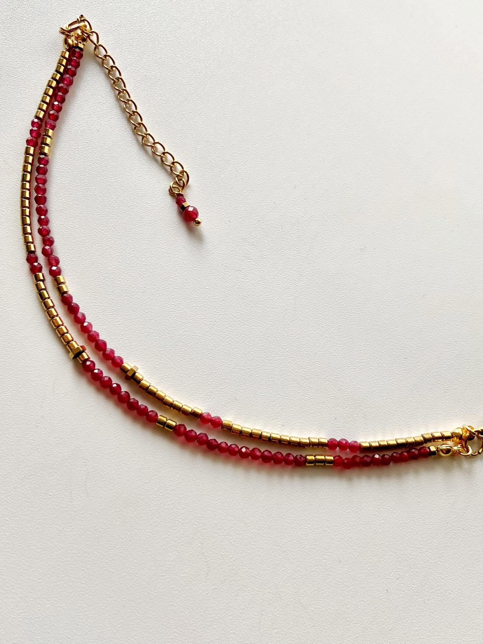 Beaded Red Ruby Bracelet -tiny Beaded Gemstone Bracelet -double Raw ...