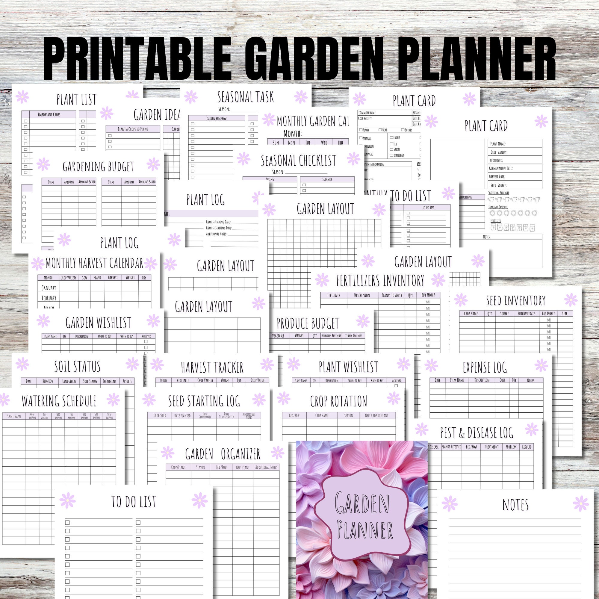 Digital Garden Planner Printable / Black and White Garden Planner ...