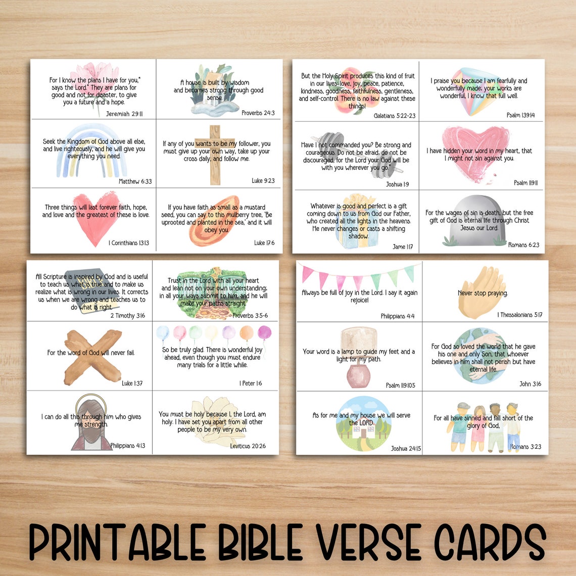 42 Printable Bible Flashcards Bible Verse Cards Printable | Etsy