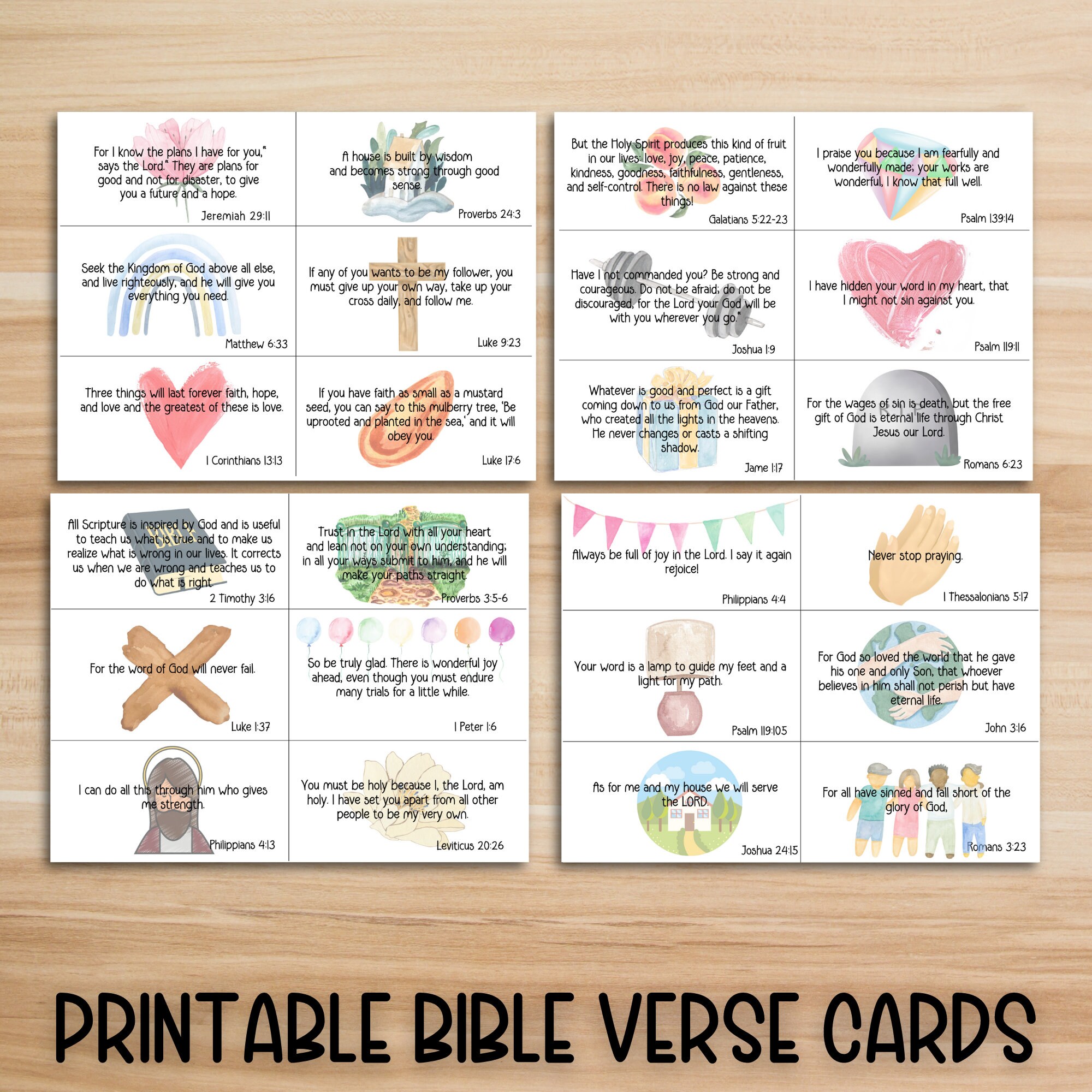42 Printable Bible Flashcards, Bible Verse Cards, Printable Flash Cards ...