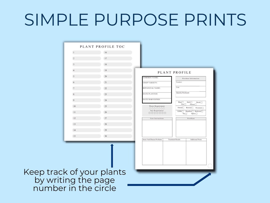Plant Profile Printable | Garden Planner Page | Plant Care Sheet (PDF ...