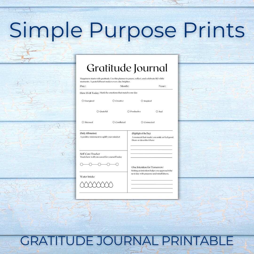 Printable Gratitude Journal Page / Daily Gratitude Worksheet ...