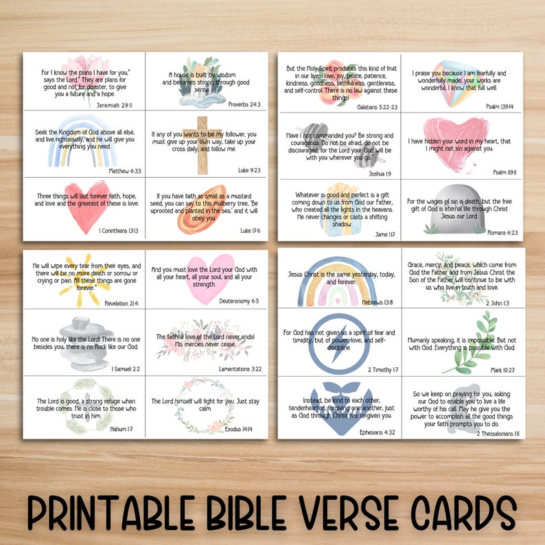 42 Printable Bible Flashcards, Bible Verse Cards, Printable Flash Cards ...