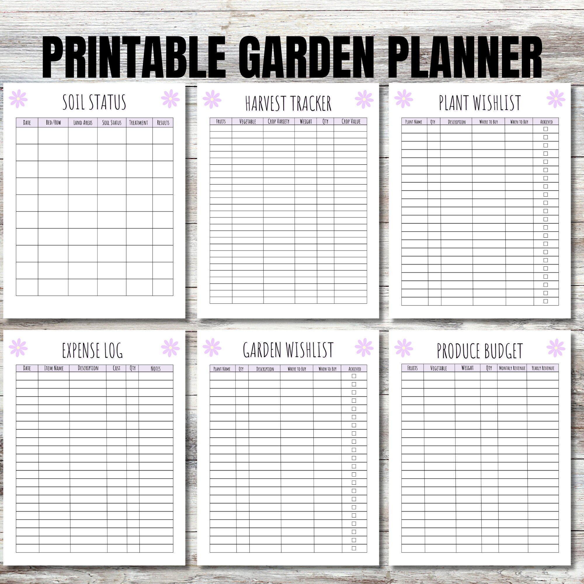 Digital Garden Planner Printable / Black and White Garden Planner ...