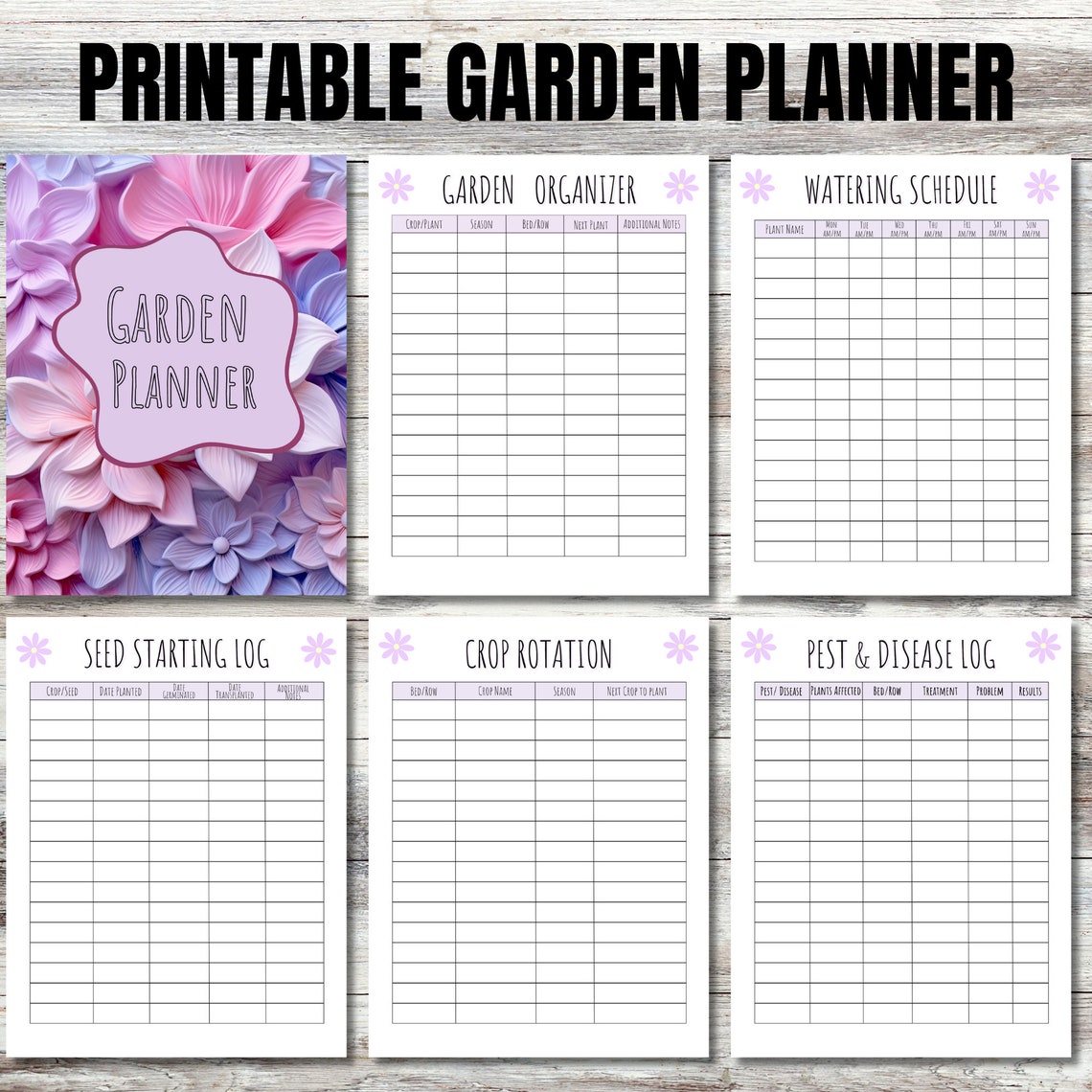 Digital Garden Planner Printable / Black and White Garden Planner ...