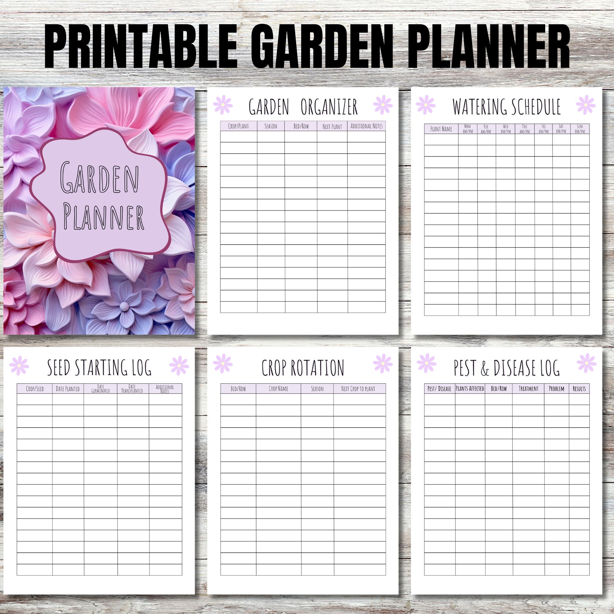 Digital Garden Planner Printable / Black and White Garden Planner ...