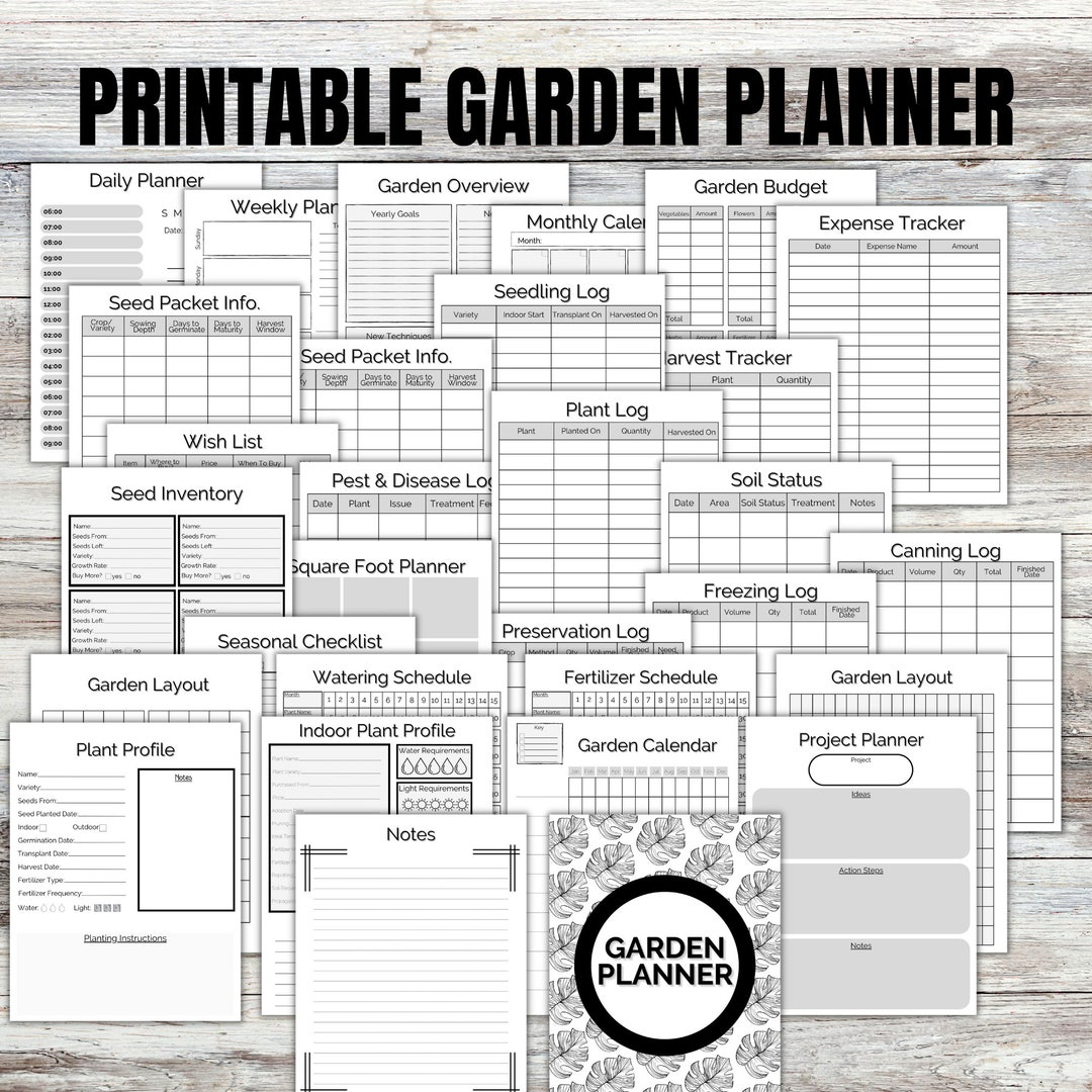 Digital Garden Planner Printable / Black and White Garden Planner ...