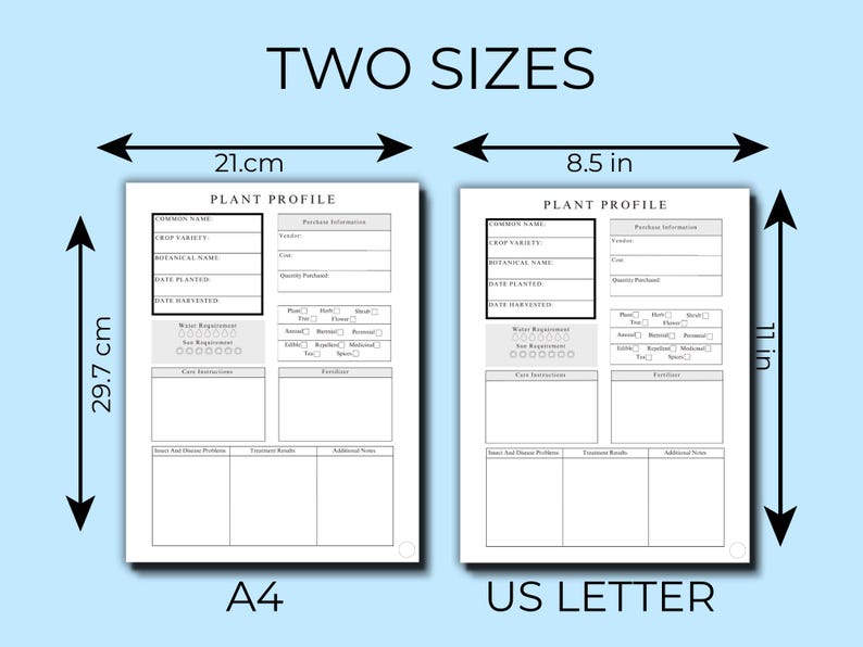 Plant Profile Printable | Garden Planner Page | Plant Care Sheet (PDF ...