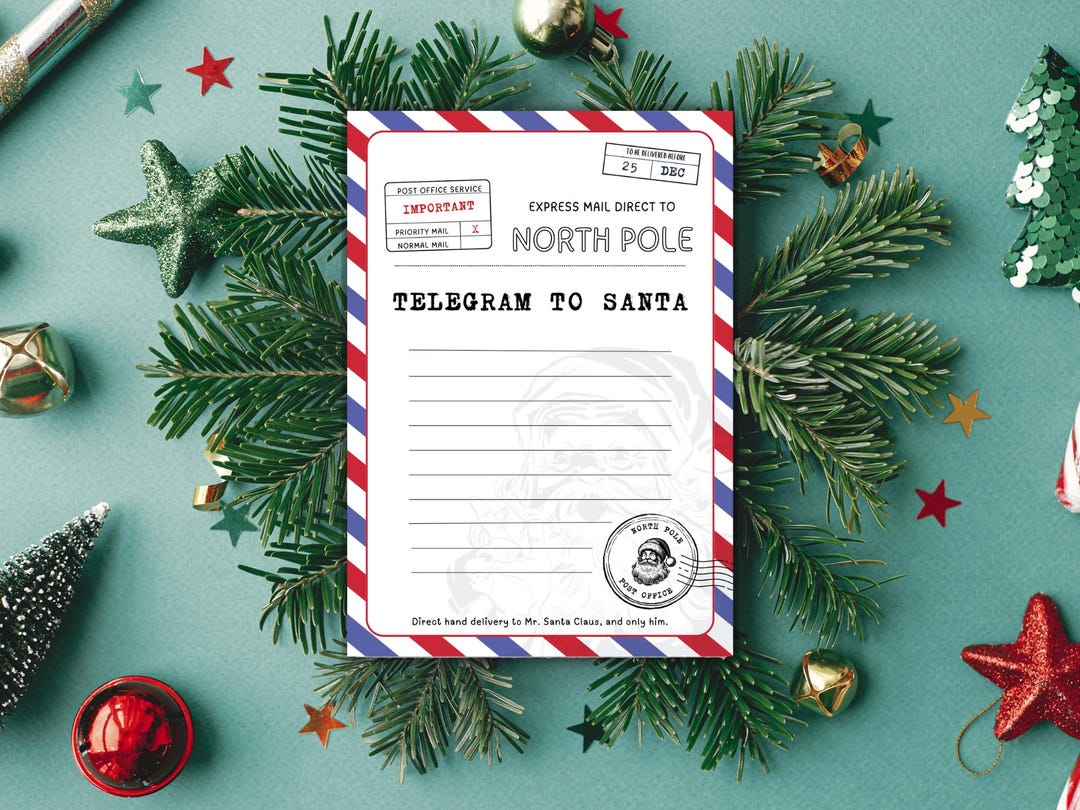 Letter Telegram to Santa Printable | Santa Telegram Letter | Christmas ...