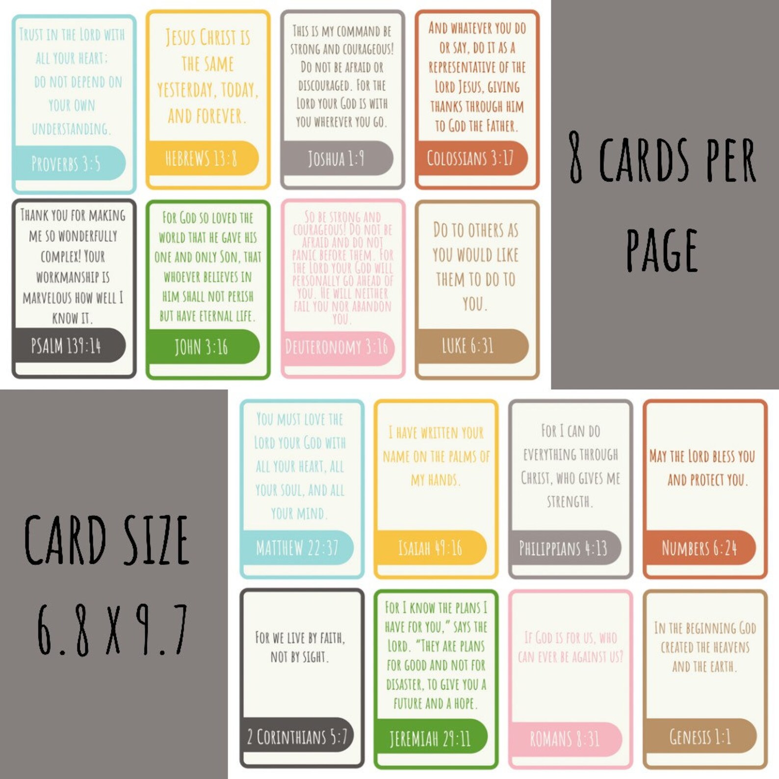 32 Printable Bible Flashcards Bible Verse Cards Printable | Etsy