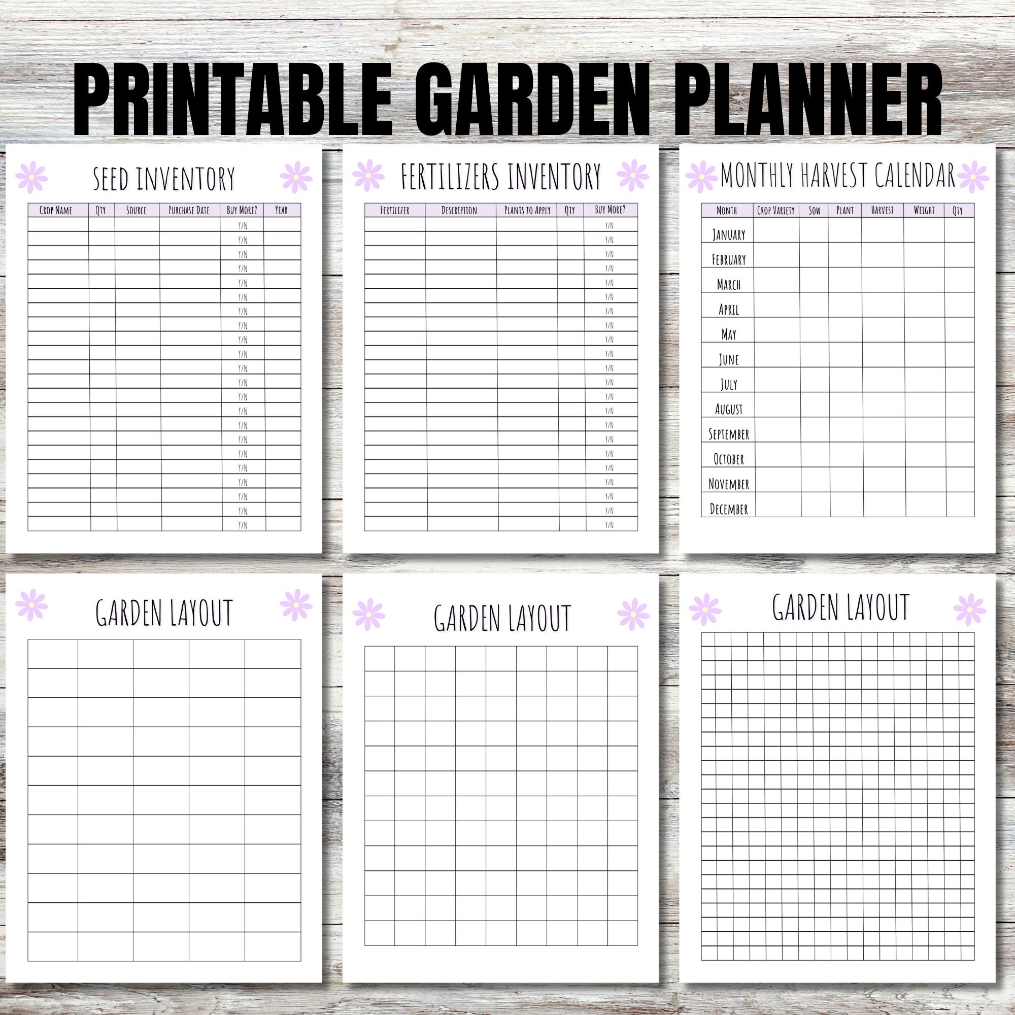Digital Garden Planner Printable / Black and White Garden Planner ...