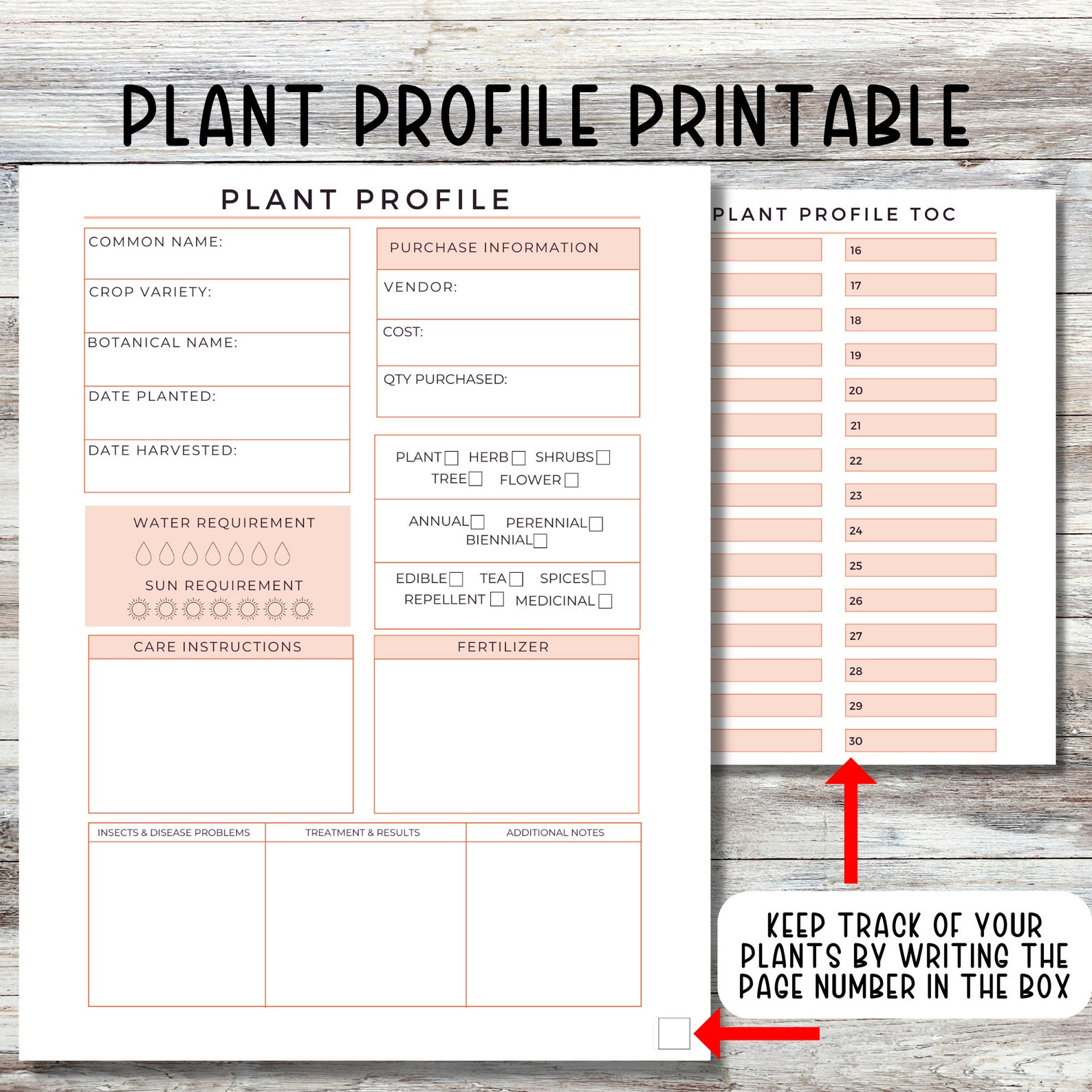 Printable Plant Profile Template / Garden Planner Journal / Garden ...