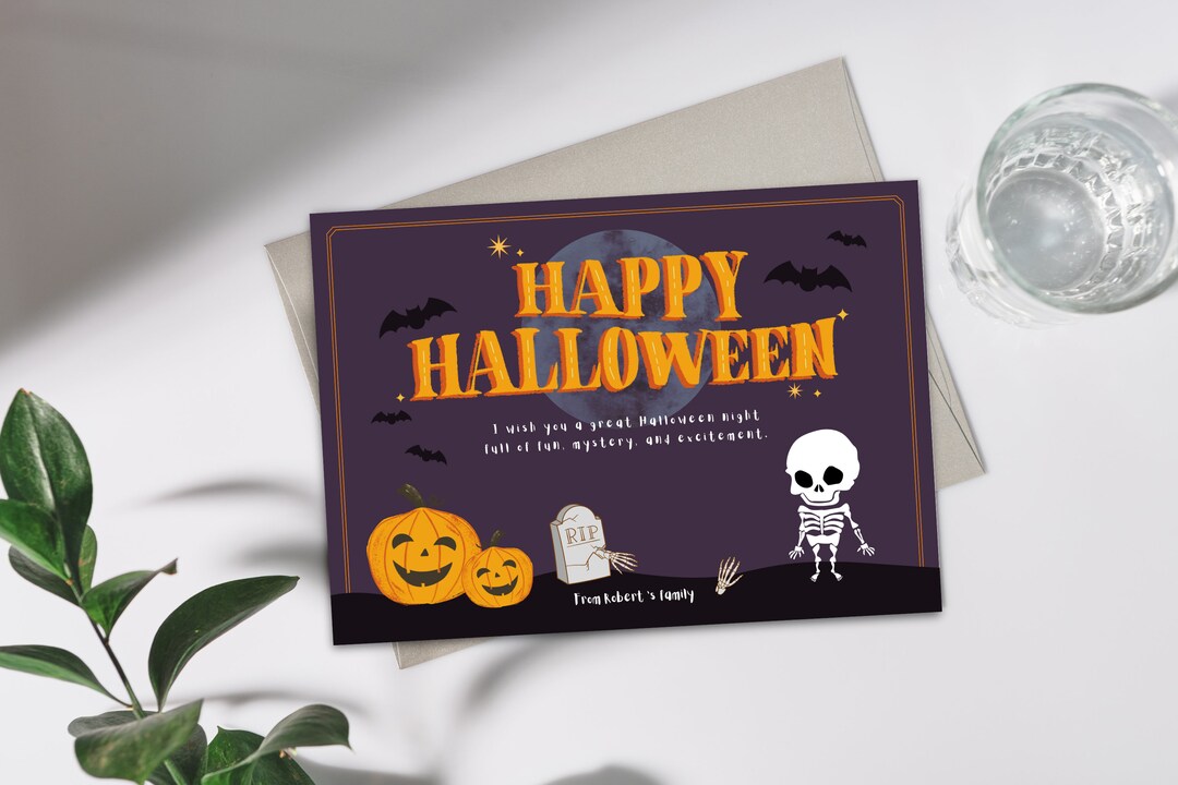 EDITABLE Halloween Digital Postcard Halloween Party - Etsy