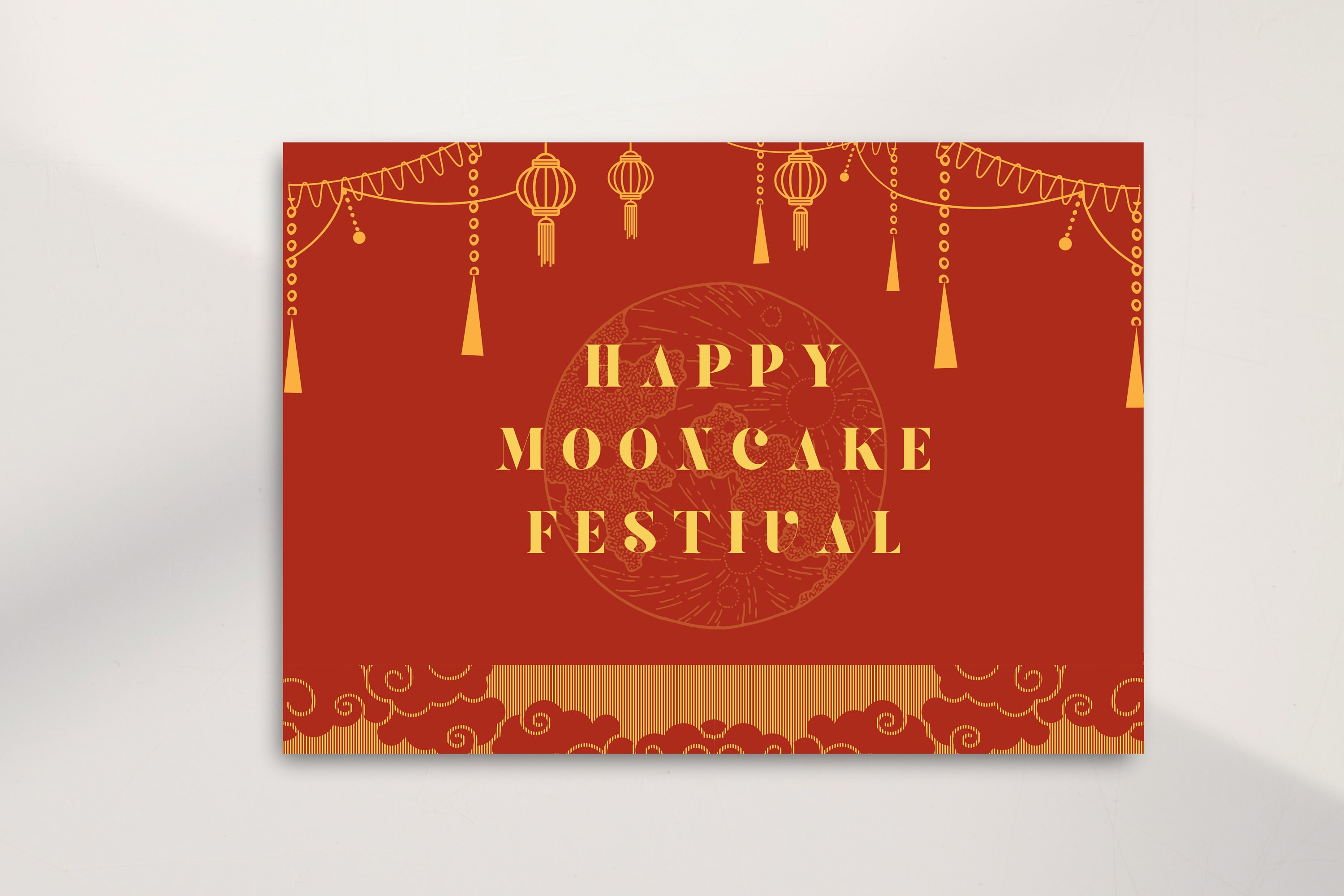 EDITABLE Mid-autumn Festival Card Mooncake Festival Greeting Card New ...